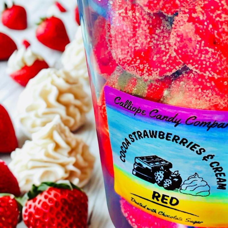 Cocoa Strawberries & Cream RED Tub – Calliope Candy Company